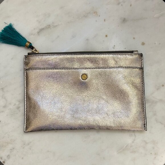 J. Crew | Bags | Jcrew Leather Gold Clutch | Poshmark